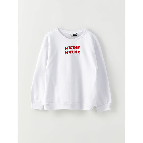 Bisiklet Yaka Minnie ve Mickey Mouse Baskılı Uzun Kollu Kız Çocuk Sweatshirt Bisiklet Yaka Minnie ve Mickey Mouse Baskılı Uzun Kollu Kız Çocuk Sweatshirt