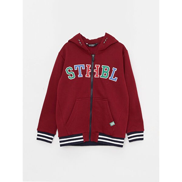 Kapüşonlu Nakışlı Uzun Kollu Erkek Çocuk Fermuarlı Sweatshirt Kapüşonlu Nakışlı Uzun Kollu Erkek Çocuk Fermuarlı Sweatshirt