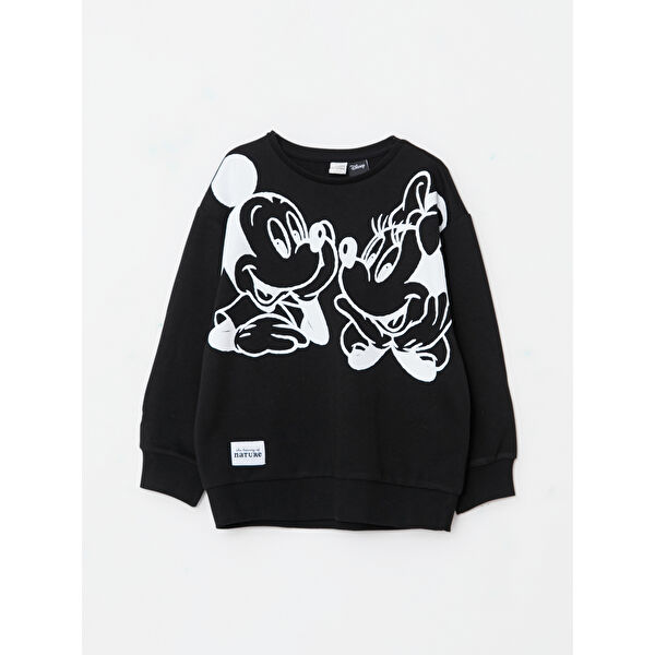 Bisiklet Yaka Minnie ve Mickey Mouse Baskılı Uzun Kollu Kız Çocuk Sweatshirt Bisiklet Yaka Minnie ve Mickey Mouse Baskılı Uzun Kollu Kız Çocuk Sweatshirt