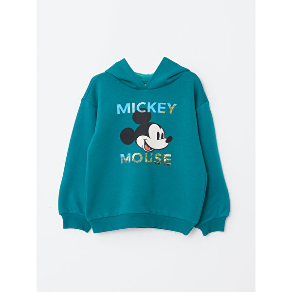 Kapüşonlu Mickey Mouse Baskılı Uzun Kollu Kız Çocuk Sweatshirt Kapüşonlu Mickey Mouse Baskılı Uzun Kollu Kız Çocuk Sweatshirt
