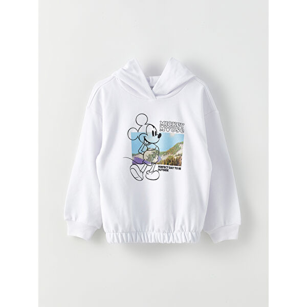 Kapüşonlu Mickey Mouse Baskılı Uzun Kollu Kız Çocuk Sweatshirt Kapüşonlu Mickey Mouse Baskılı Uzun Kollu Kız Çocuk Sweatshirt