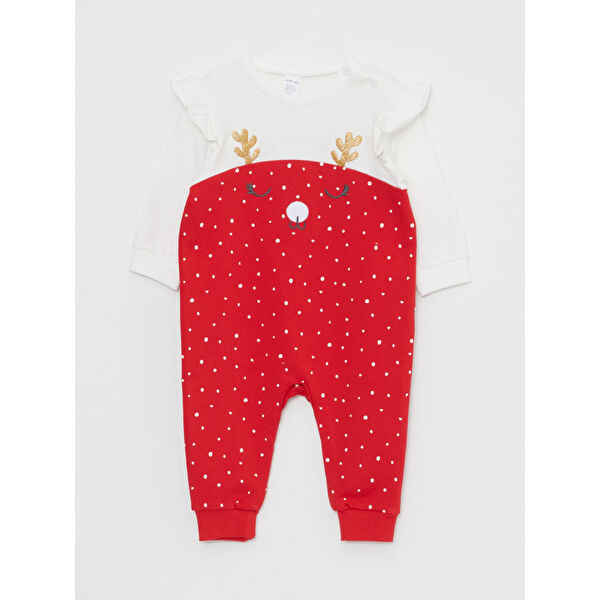 Bisiklet Yaka Uzun Kollu Yılbaşı Temalı Kız Bebek Tulum Bisiklet Yaka Uzun Kollu Yılbaşı Temalı Kız Bebek Tulum