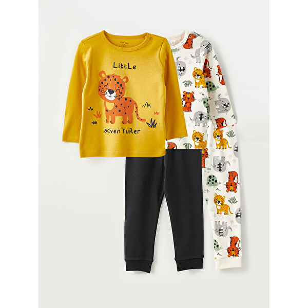 Bisiklet Yaka Uzun Kollu Baskılı Erkek Bebek Pijama Takımı 4'lü