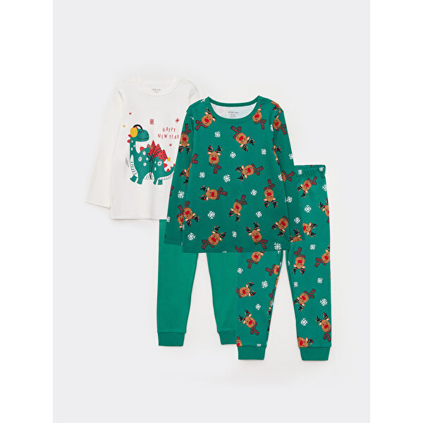 Bisiklet Yaka Uzun Kollu Baskılı Erkek Bebek Pijama Takımı 4'lü