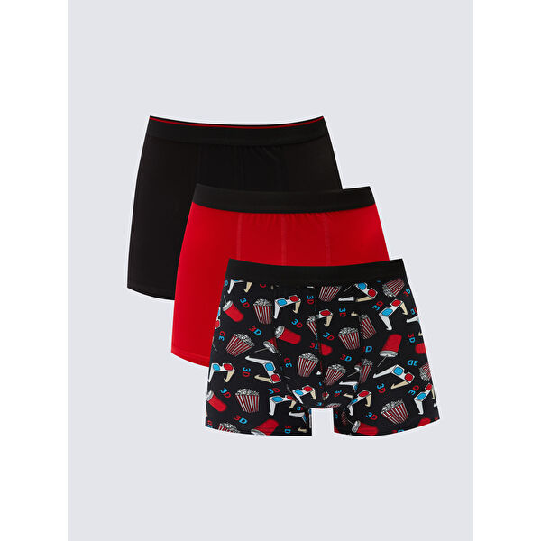 Standart Kalıp Esnek Kumaş Erkek Boxer 3'lü Standart Kalıp Esnek Kumaş Erkek Boxer 3'lü