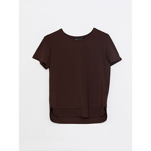 Bisiklet Yaka Düz Kısa Kollu Kadın Spor Tişört