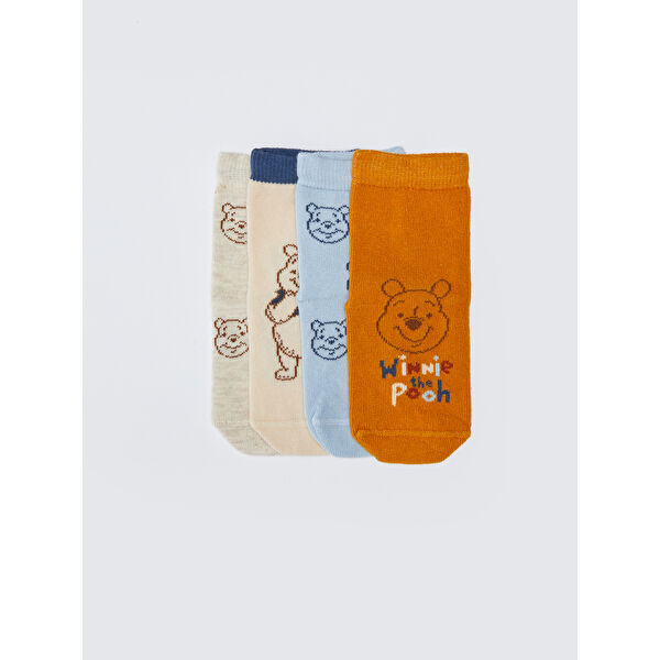 Winnie the Pooh Desenli Erkek Bebek Soket Çorap 4'lü