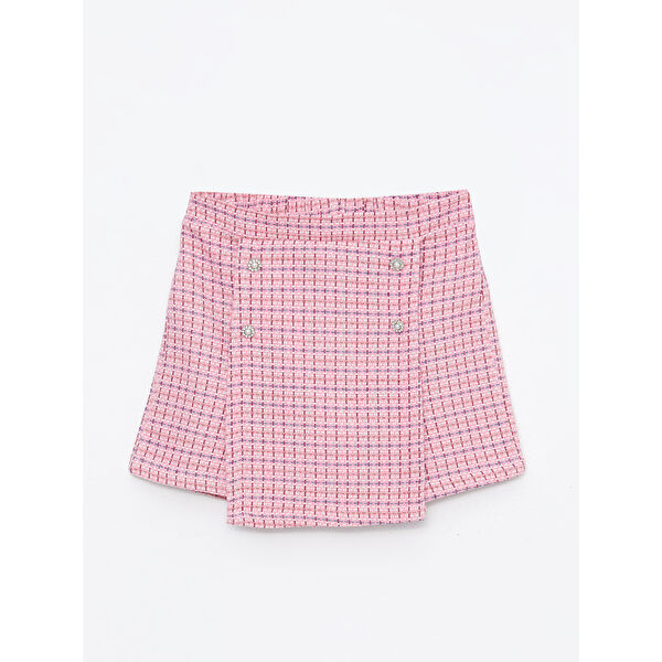 Beli Lastikli Desenli Kız Çocuk Şort Etek