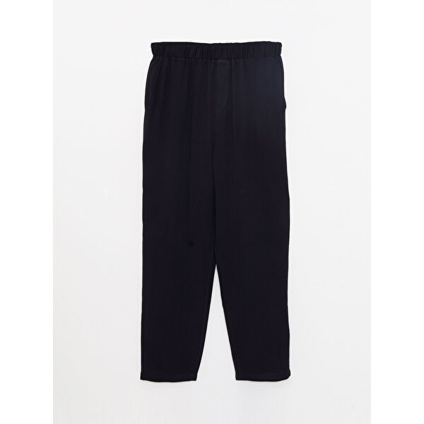 Beli Lastikli Düz Viskon Kadın Pantolon