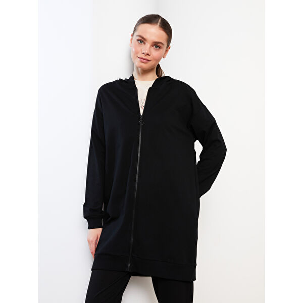 Kapüşonlu Düz Uzun Kollu Oversize Kadın Hırka Kapüşonlu Düz Uzun Kollu Oversize Kadın Hırka