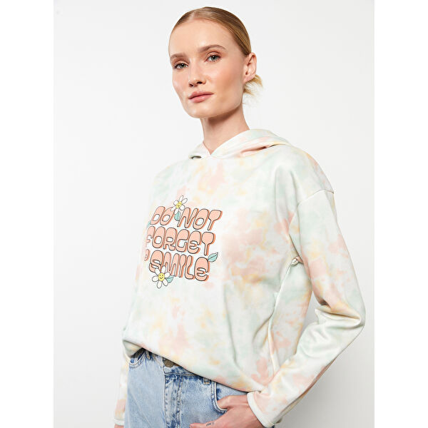 Kapüşonlu Baskılı Uzun Kollu Kadın Sweatshirt Anne Kız Kombini Kapüşonlu Baskılı Uzun Kollu Kadın Sweatshirt Anne Kız Kombini