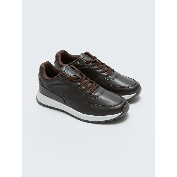 Deri Görünümlü Bağcıklı Erkek Spor Ayakkabı