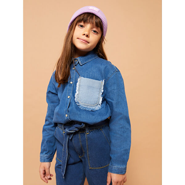 Basic Uzun Kollu Kız Çocuk Jean Tunik Basic Uzun Kollu Kız Çocuk Jean Tunik