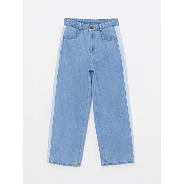 Renk Bloklu Geniş Paça Kız Çocuk Jean Pantolon Renk Bloklu Geniş Paça Kız Çocuk Jean Pantolon