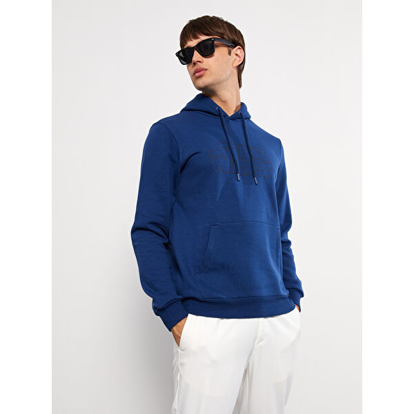 Kapüşonlu Uzun Kollu Star Wars Baskılı Erkek Sweatshirt Kapüşonlu Uzun Kollu Star Wars Baskılı Erkek Sweatshirt