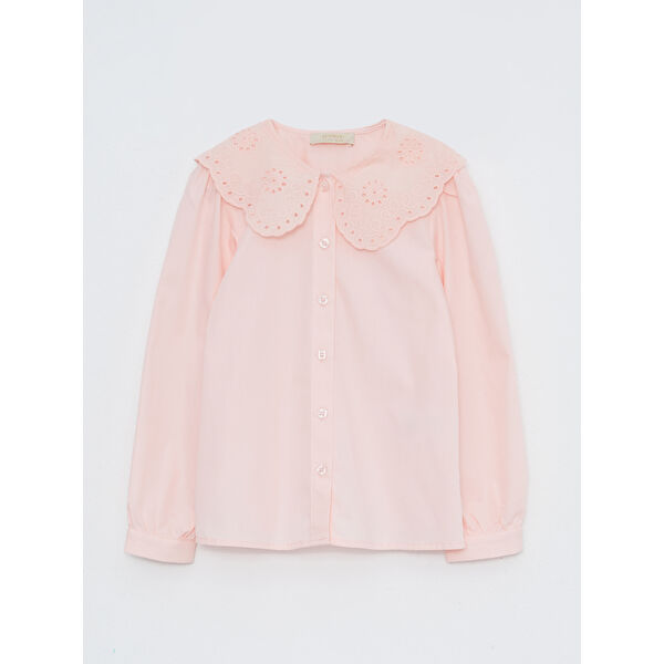 Bebe Yaka Basic Uzun Kollu Poplin Kız Çocuk Gömlek Bebe Yaka Basic Uzun Kollu Poplin Kız Çocuk Gömlek