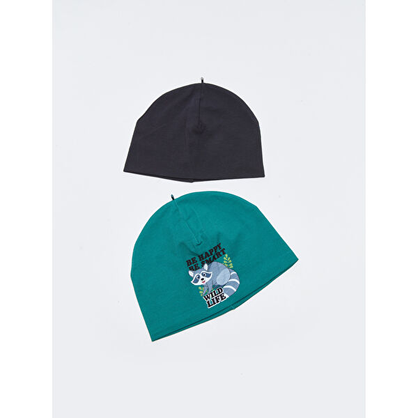 Baskılı Pamuklu Erkek Çocuk Bere 2'li