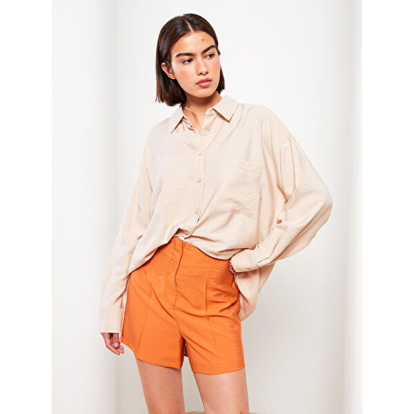 Önden Düğme Kapamalı Düz Uzun Kollu Oversize Kadın Gömlek Önden Düğme Kapamalı Düz Uzun Kollu Oversize Kadın Gömlek