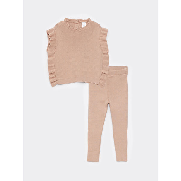 Bisiklet Yaka Basic Kız Bebek Triko Kazak ve Tayt 2'li Takım Bisiklet Yaka Basic Kız Bebek Triko Kazak ve Tayt 2'li Takım