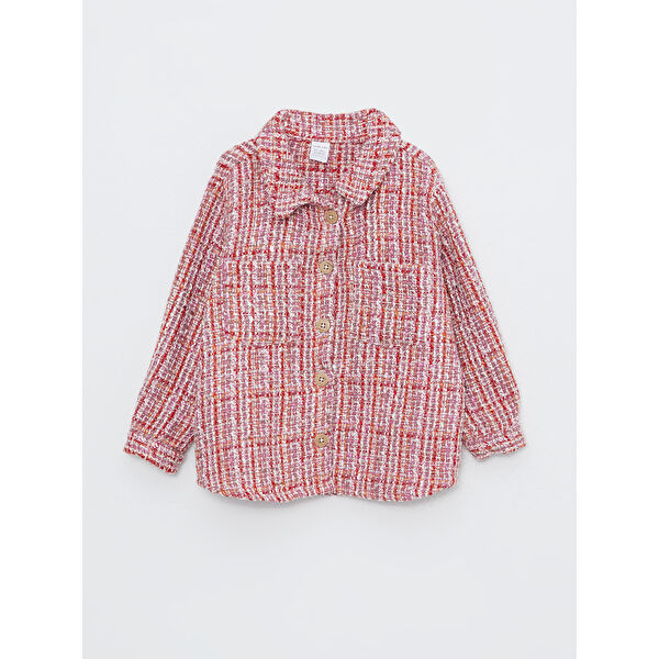 Polo Yaka Uzun Kollu Desenli Kız Bebek Ceket