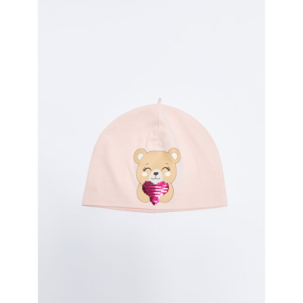 Ayıcık Baskılı Payet Detaylı Kız Çocuk Bere