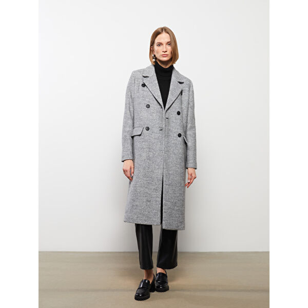 Ceket Yaka Düz Uzun Kollu Kadın Kaşe Kaban Ceket Yaka Düz Uzun Kollu Kadın Kaşe Kaban