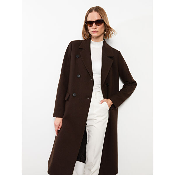 Ceket Yaka Düz Uzun Kollu Kadın Kaşe Kaban Ceket Yaka Düz Uzun Kollu Kadın Kaşe Kaban