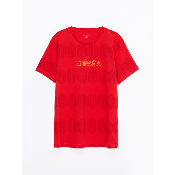 Bisiklet Yaka Kısa Kollu Baskılı Erkek Spor Tişört