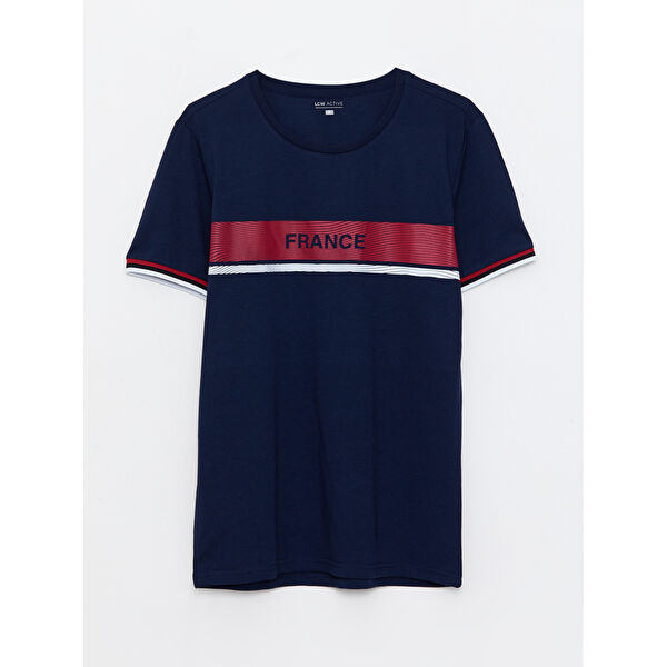 Bisiklet Yaka Kısa Kollu Baskılı Erkek Spor Tişört