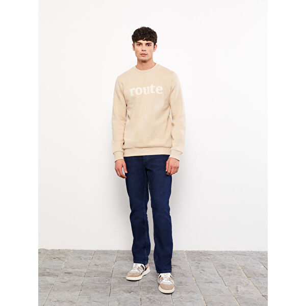 Bisiklet Yaka Uzun Kollu Baskılı Erkek Sweatshirt