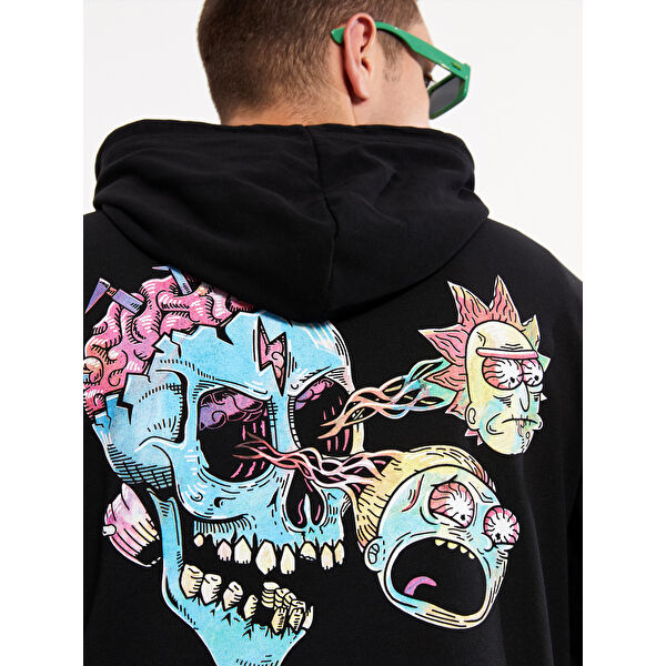 Kapüşonlu Uzun Kollu Rick and Morty Baskılı Erkek Sweatshirt Kapüşonlu Uzun Kollu Rick and Morty Baskılı Erkek Sweatshirt