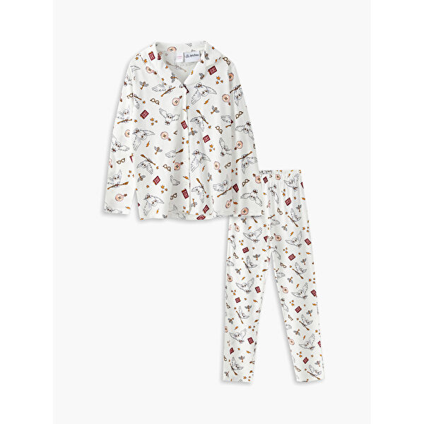 Gömlek Yaka Harry Potter Desenli Uzun Kollu Kız Çocuk Pijama Takımı Gömlek Yaka Harry Potter Desenli Uzun Kollu Kız Çocuk Pijama Takımı