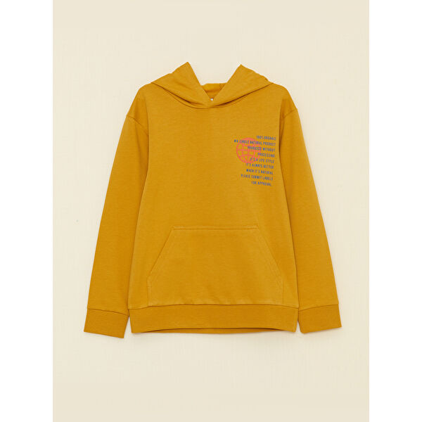 Kapüşonlu Baskılı Uzun Kollu Organik Pamuklu Erkek Çocuk Sweatshirt Kapüşonlu Baskılı Uzun Kollu Organik Pamuklu Erkek Çocuk Sweatshirt