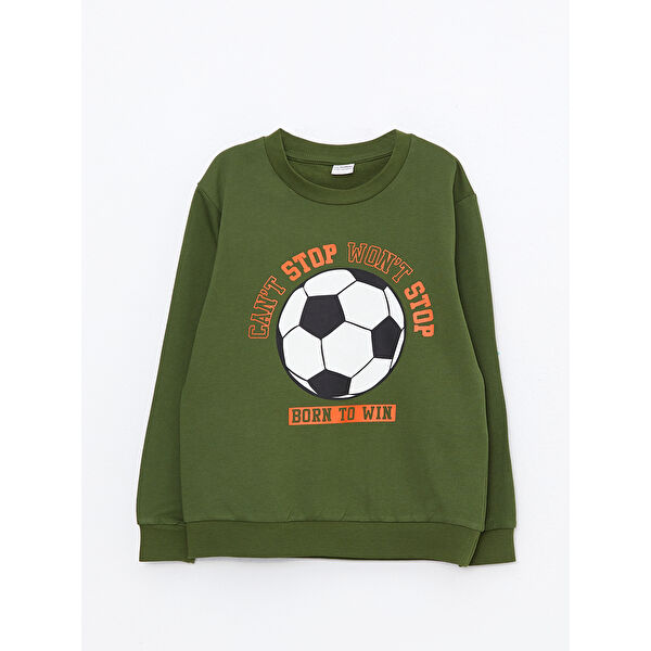 Bisiklet Yaka Baskılı Uzun Kollu Erkek Çocuk Sweatshirt Bisiklet Yaka Baskılı Uzun Kollu Erkek Çocuk Sweatshirt