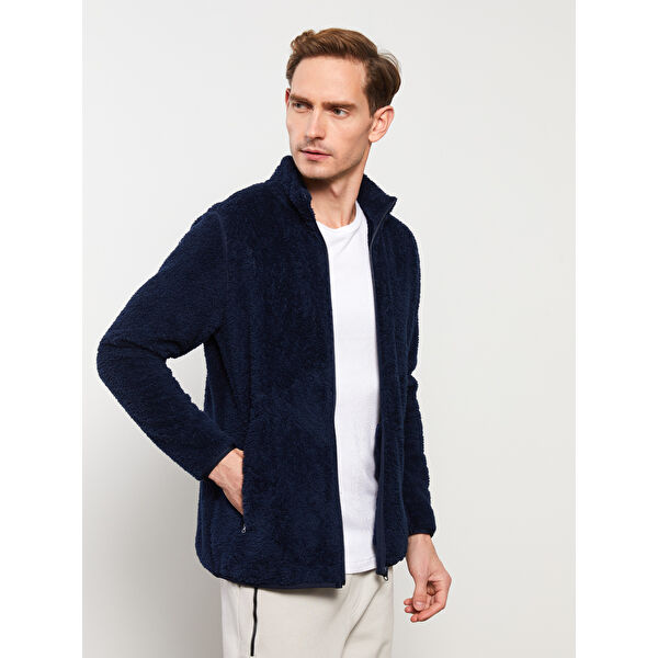 Rahat Kalıp Dik Yaka Pelüş Erkek Spor Hırka