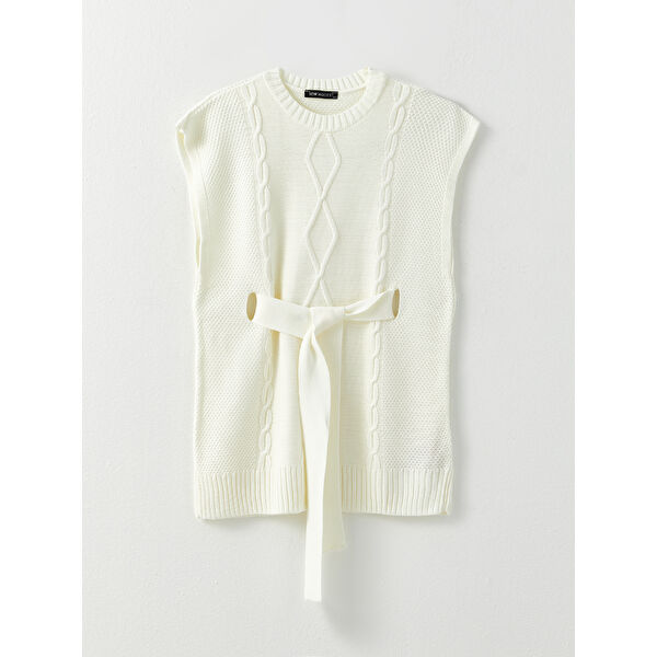 Bisiklet Yaka Kendinden Desenli Kadın Süveter