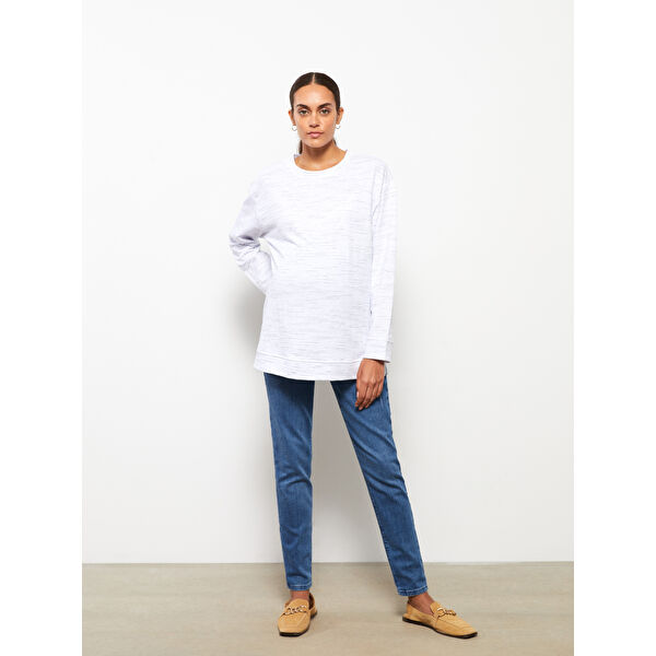 Bisiklet Yaka Desenli Uzun Kollu Hamile Sweatshirt Bisiklet Yaka Desenli Uzun Kollu Hamile Sweatshirt
