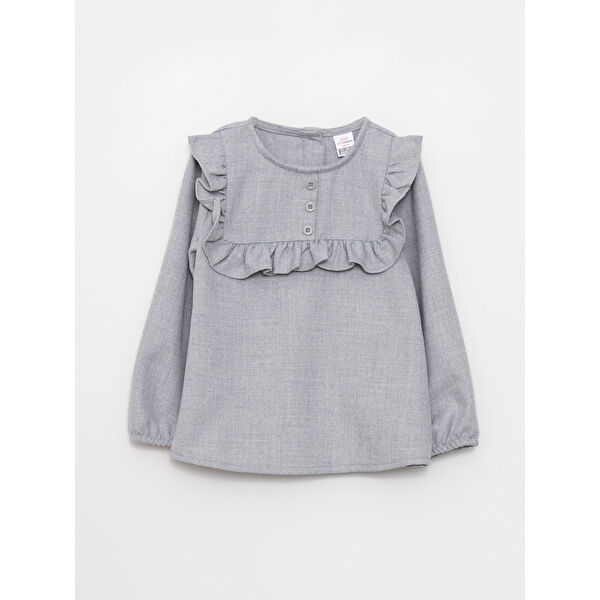 Bisiklet Yaka Uzun Kollu Basic Kız Bebek Bluz