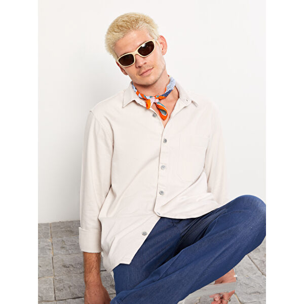 Regular Fit Uzun Kollu Erkek Jean Gömlek