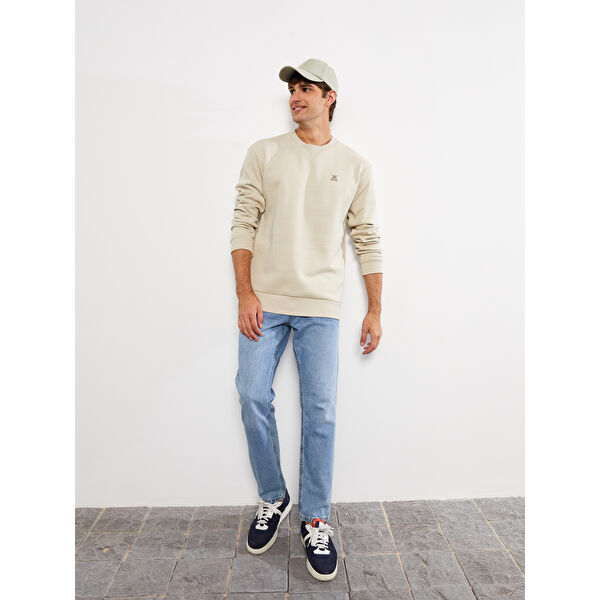 Bisiklet Yaka Uzun Kollu Baskılı Erkek Sweatshirt