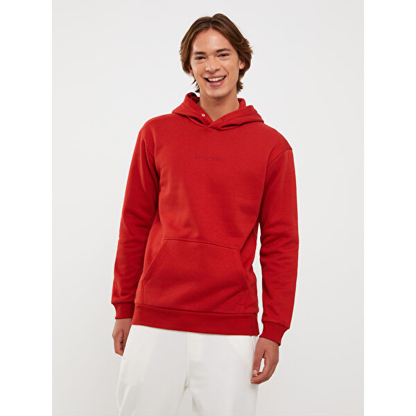 Kapüşonlu Uzun Kollu Baskılı Erkek Sweatshirt