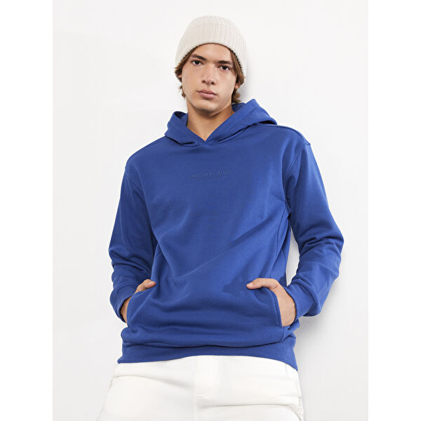 Kapüşonlu Uzun Kollu Baskılı Erkek Sweatshirt Kapüşonlu Uzun Kollu Baskılı Erkek Sweatshirt