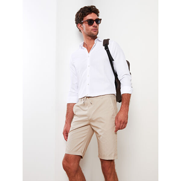 Slim Fit Armürlü Erkek Şort