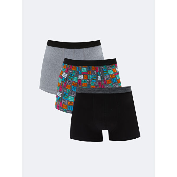 Standart Kalıp Esnek Kumaş Erkek Boxer 3'lü
