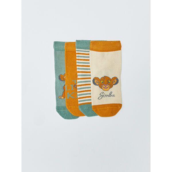 Aslan Kral Baskılı Erkek Bebek Soket Çorap 4'lü