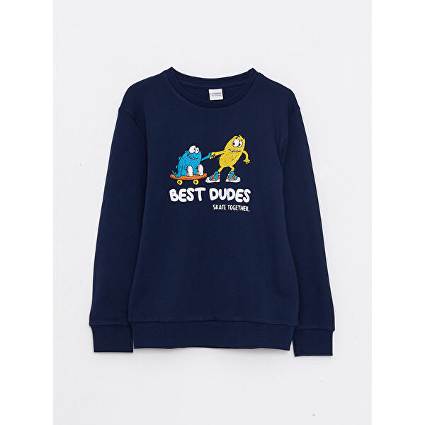 Bisiklet Yaka Baskılı Uzun Kollu Erkek Çocuk Tişört