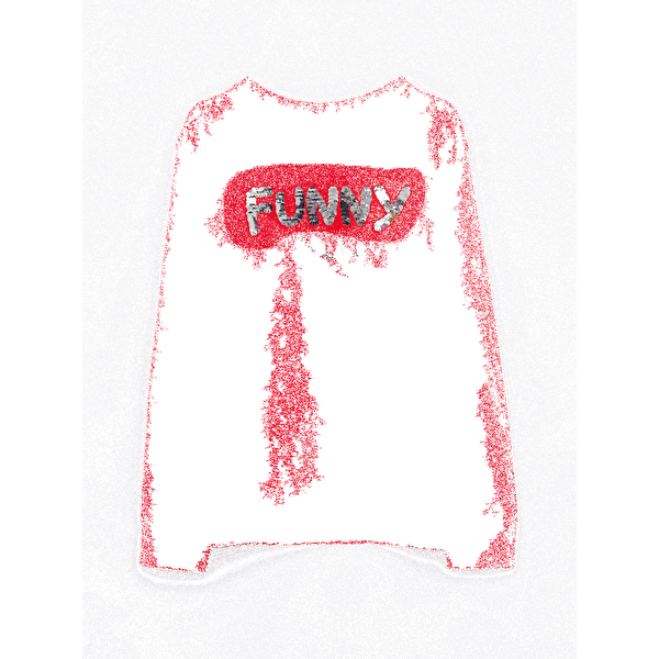 Bisiklet Yaka Baskılı Çift Yönlü Payetli Uzun Kollu Erkek Çocuk Tişört