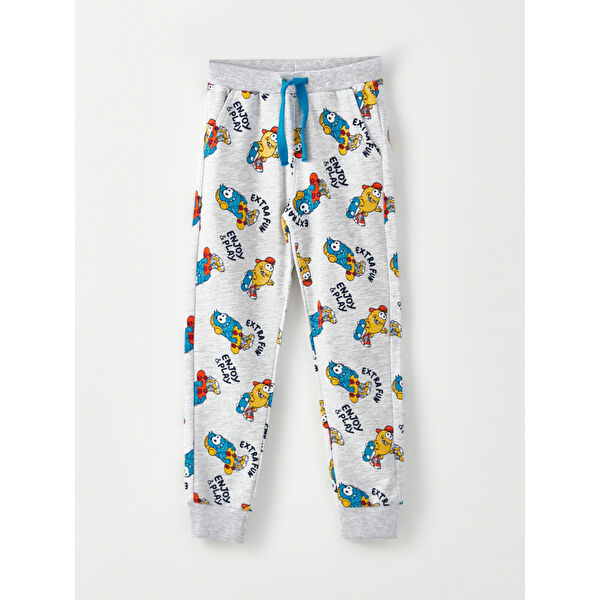 Beli Lastikli Baskılı Erkek Çocuk Jogger Eşofman Altı