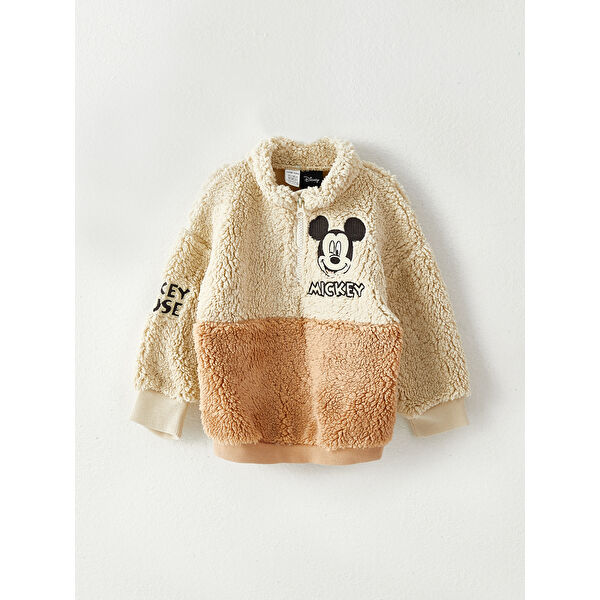 Dik Yaka Uzun Kollu Mickey Mouse Nakışlı Erkek Bebek Sweatshirt Dik Yaka Uzun Kollu Mickey Mouse Nakışlı Erkek Bebek Sweatshirt