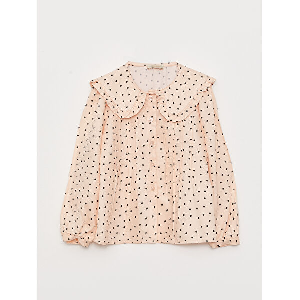 Bebe Yaka Desenli Uzun Kollu Viskon Kız Çocuk Bluz